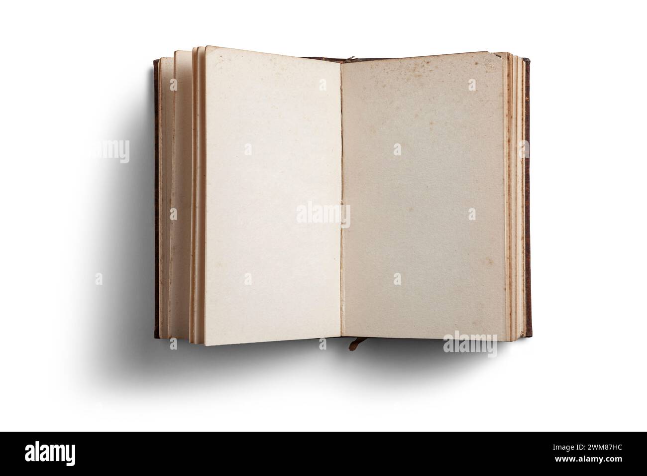 Vintage Book Isolated Blank Pages White Background Stock Photo - Alamy