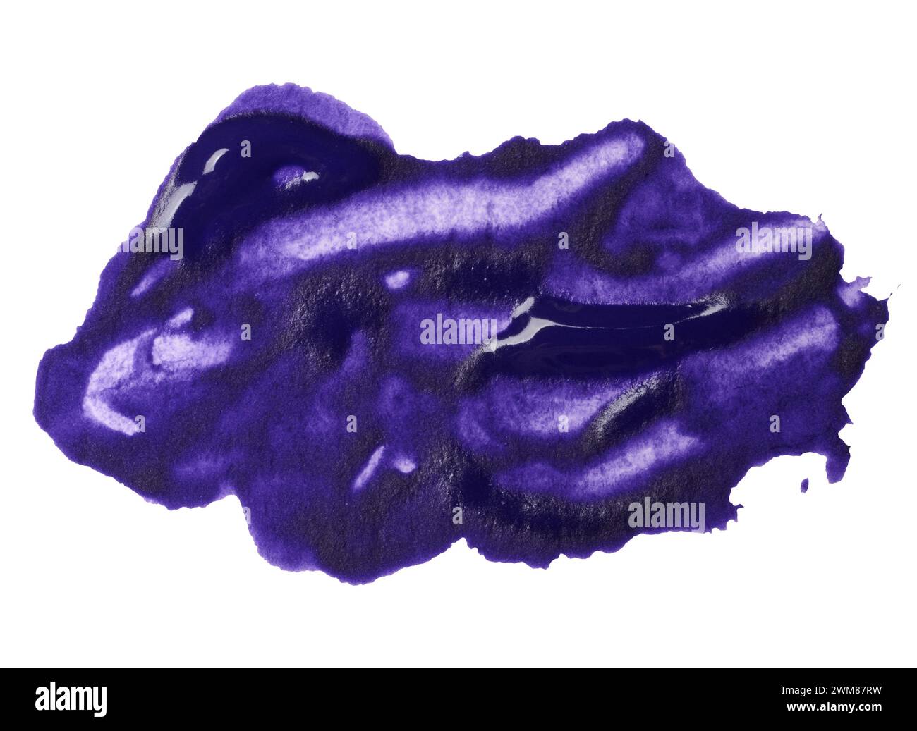 Blue paint stroke with bristle brush, swatch isolated on white ...