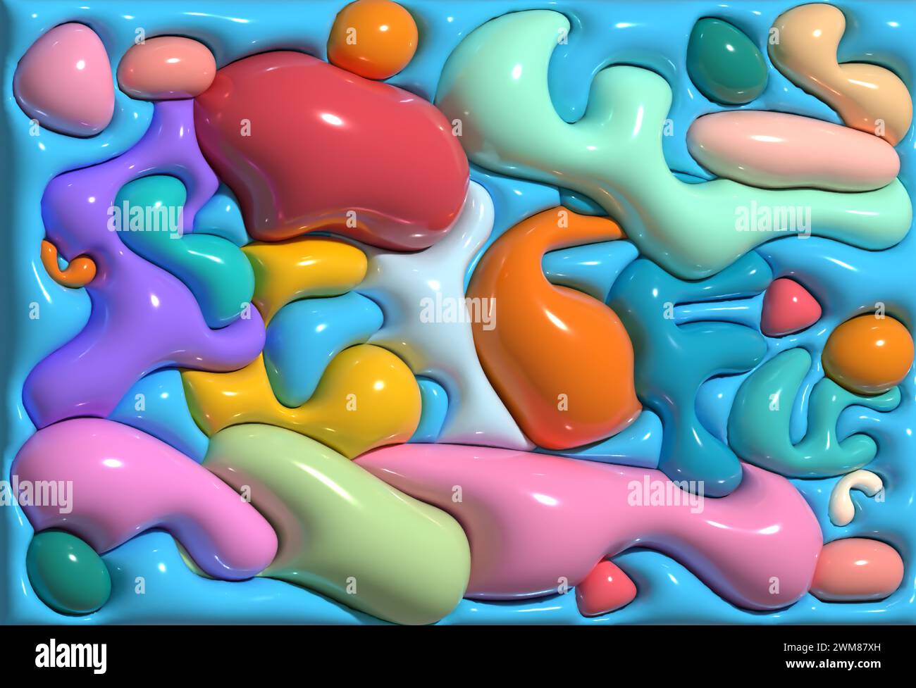 Abstract blue background with various inflated figures, 3D rendering illustration Stock Photo ...