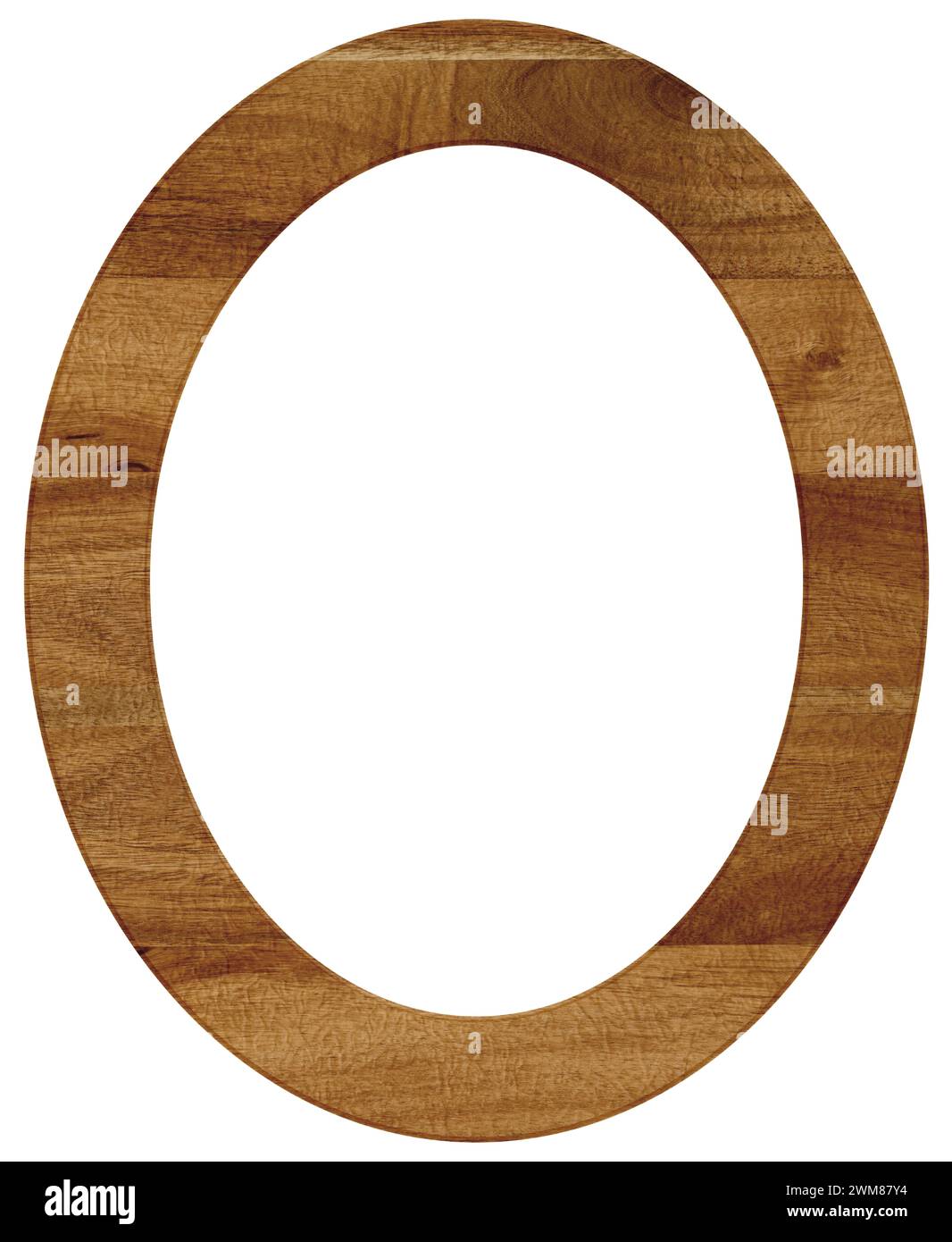 Empty oval wooden frame for paintings and photos on isolated background ...