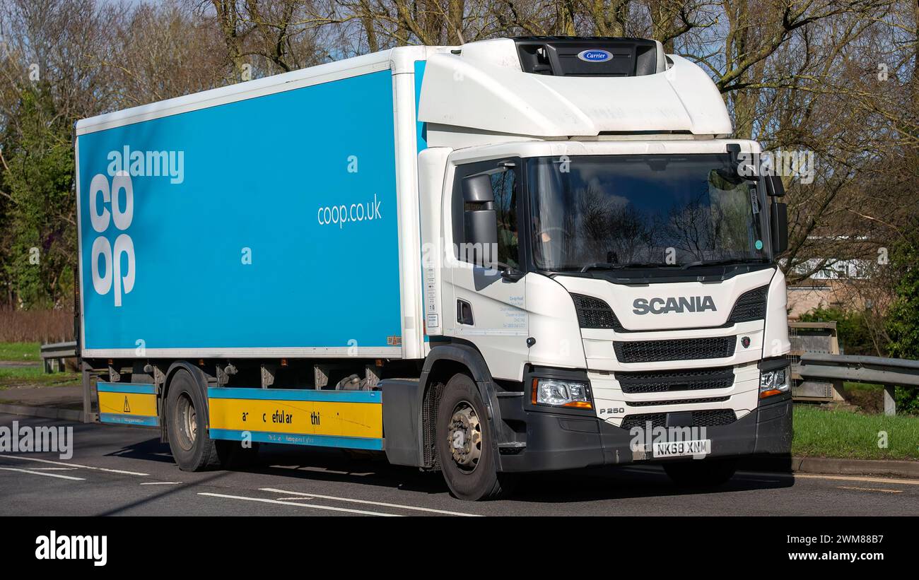 Milton Keynes,UK-Feb 24th 2024: 2018 Scania P250 truck delivering for ...