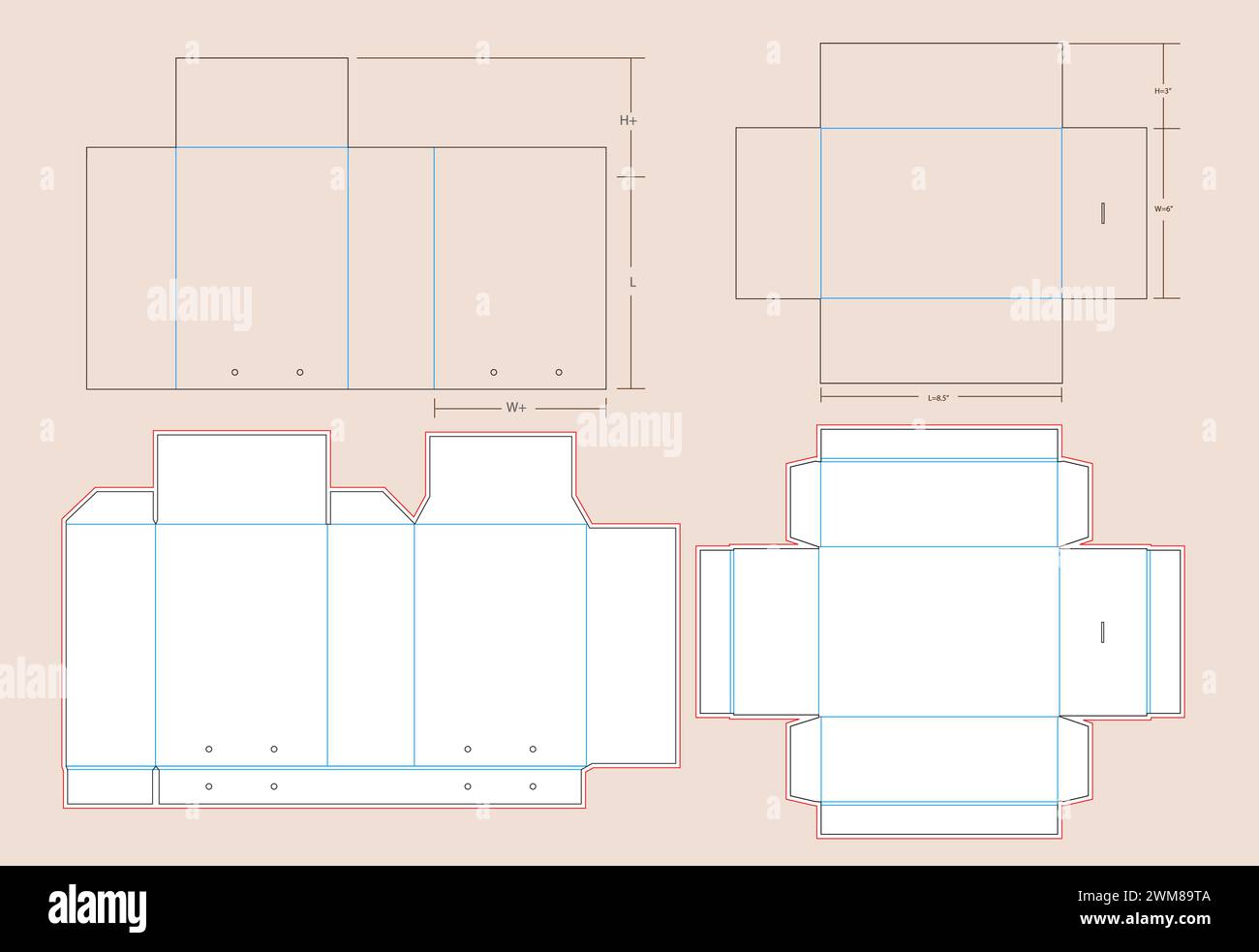Sliding box of mini size 8.5x6x3 inch Box Dieline Template Stock Vector ...