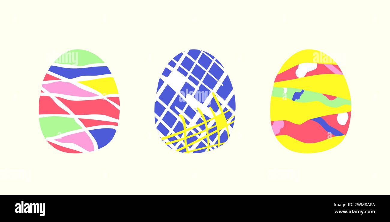 Happy easter. Set of Easter eggs. Easter symbol with abstract pattern ...