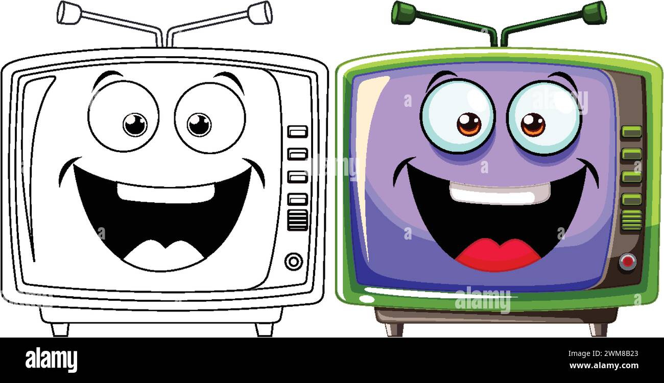 Two smiling animated TVs with vibrant colors Stock Vector Image & Art ...