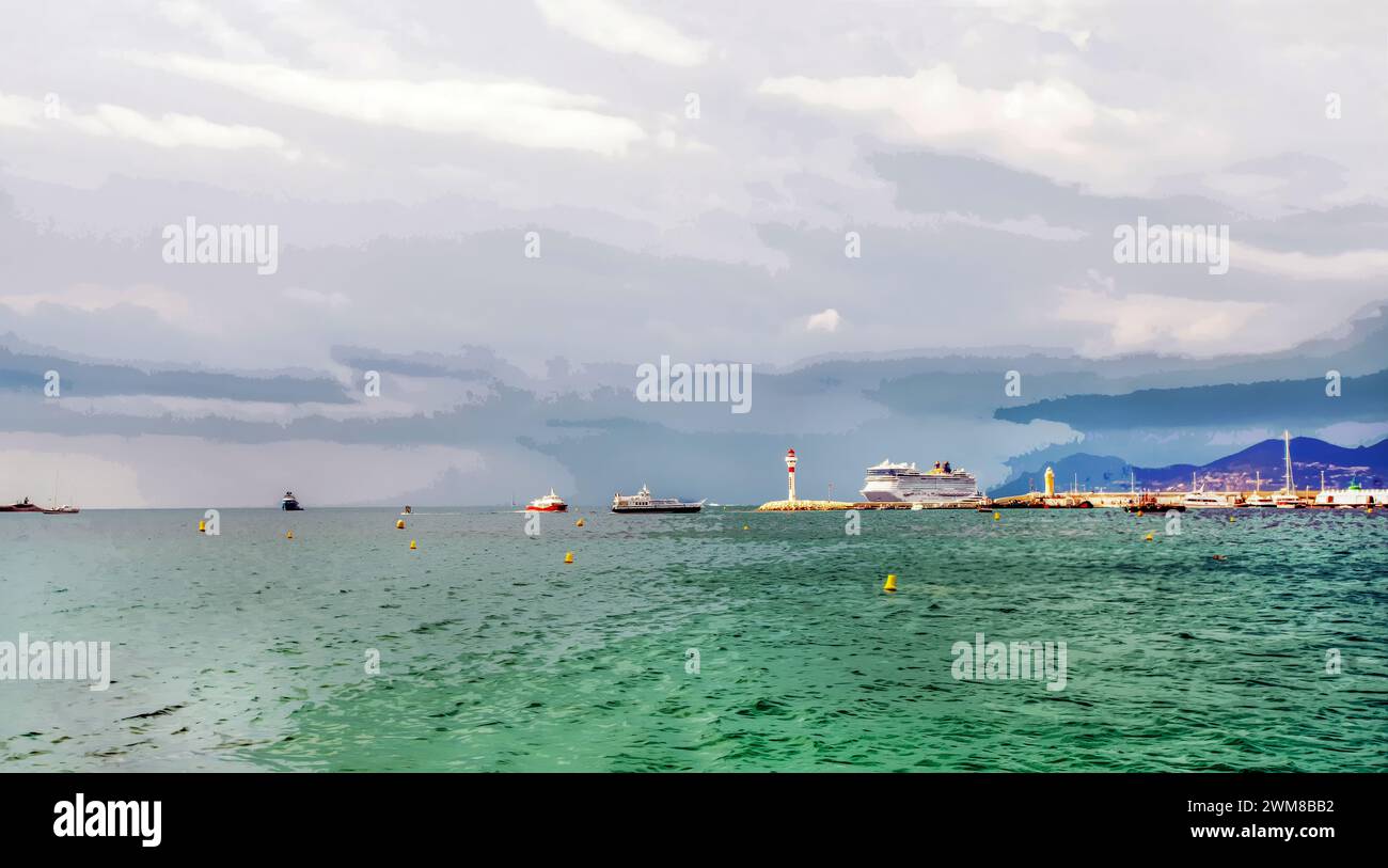 On pier and bay of cannes and lighthouse hi-res stock photography and ...