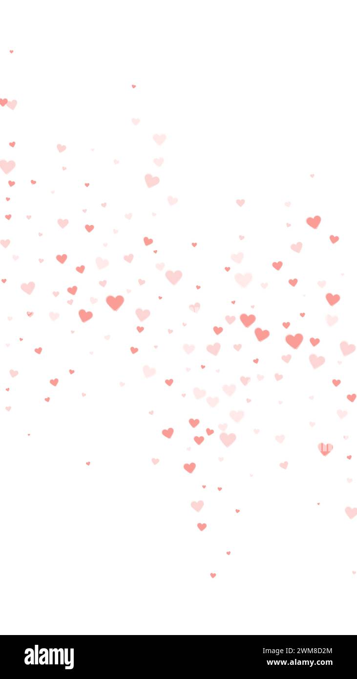 Valentine hearts, flying, falling down, floating. Red hearts scattered ...