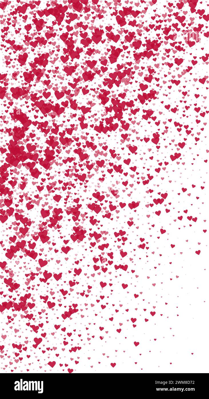 Flying hearts for valentine's day. Red hearts scattered on white ...