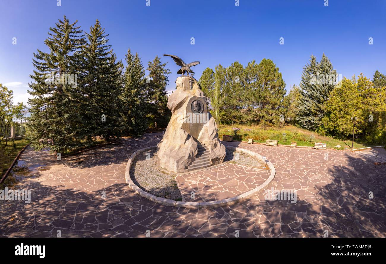 Karakol Issyk Kul Kyrgyzstan - September 19, 2023: Aerial top view to ...