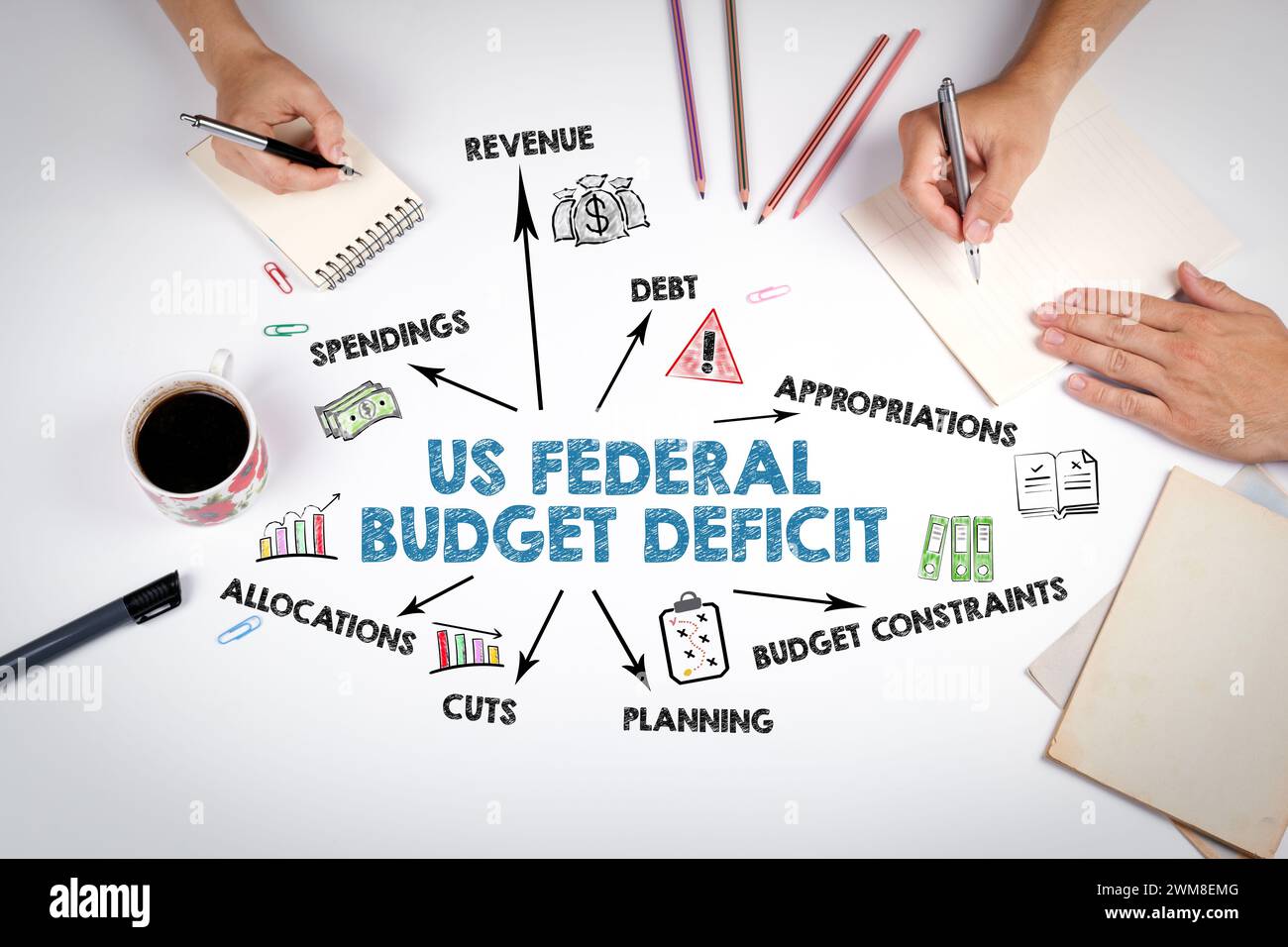 US Federal Budget Deficit Concept. The meeting at the white office ...