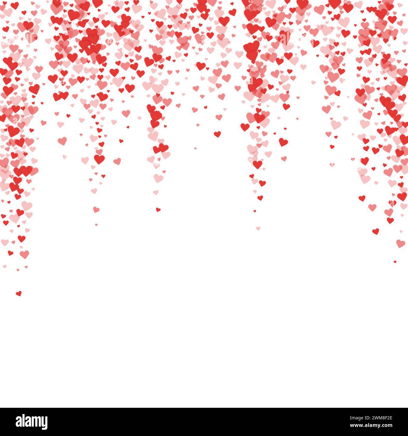 Heart confetti valentine overlay. Red hearts scattered on white ...