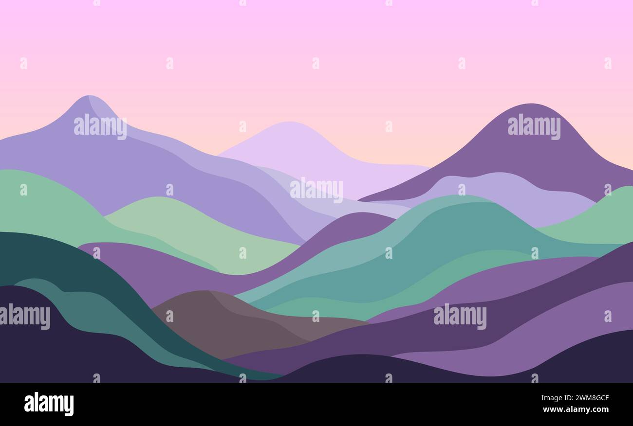 Abstract landscape with colorful hills Stock Vector Image & Art - Alamy