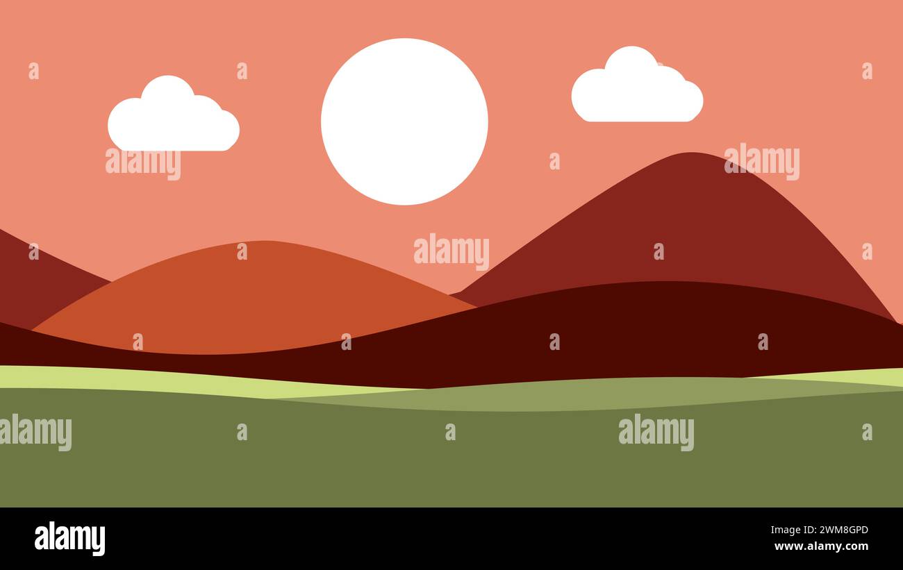 Art illustration background landscape hill design concept seamless cliff nature of mountain ...