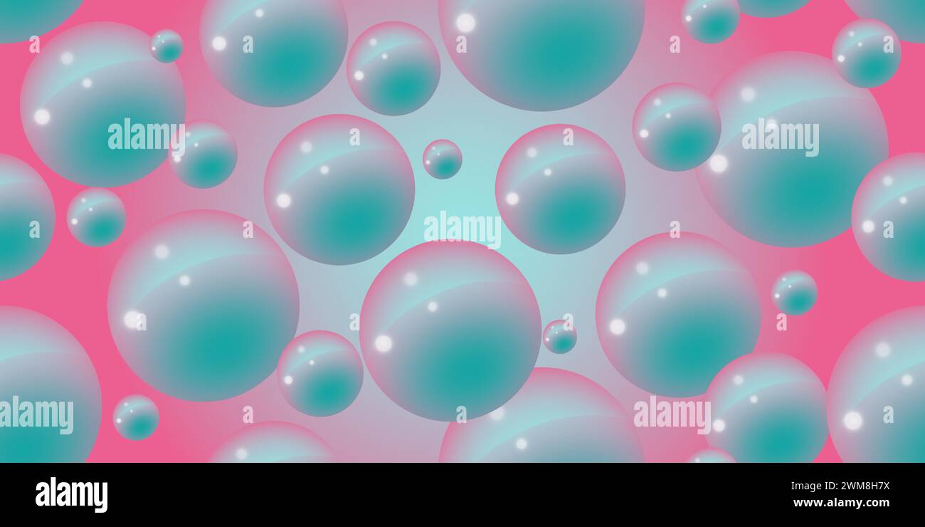A turquoise bubbles on a pink background. Abstract bubble neon ...