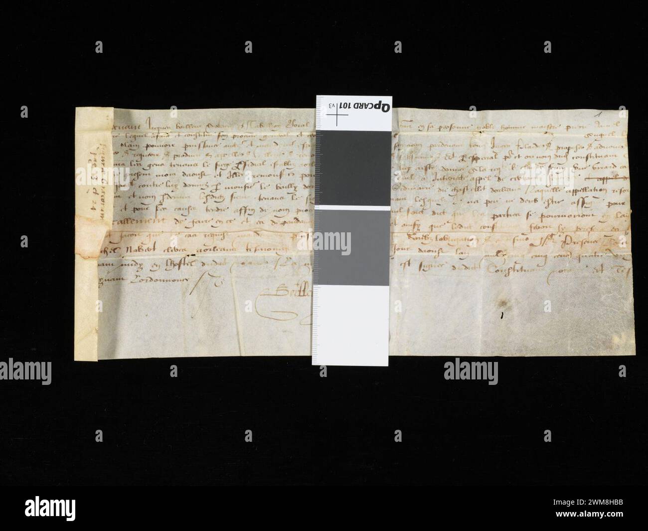 Cod. 756.72, QP card on binding – French notarial document (manuscript ...