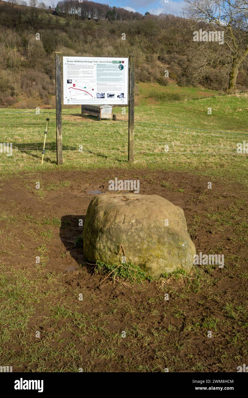 The boundary stone on the parish boundary of the plague village of Eyam ...