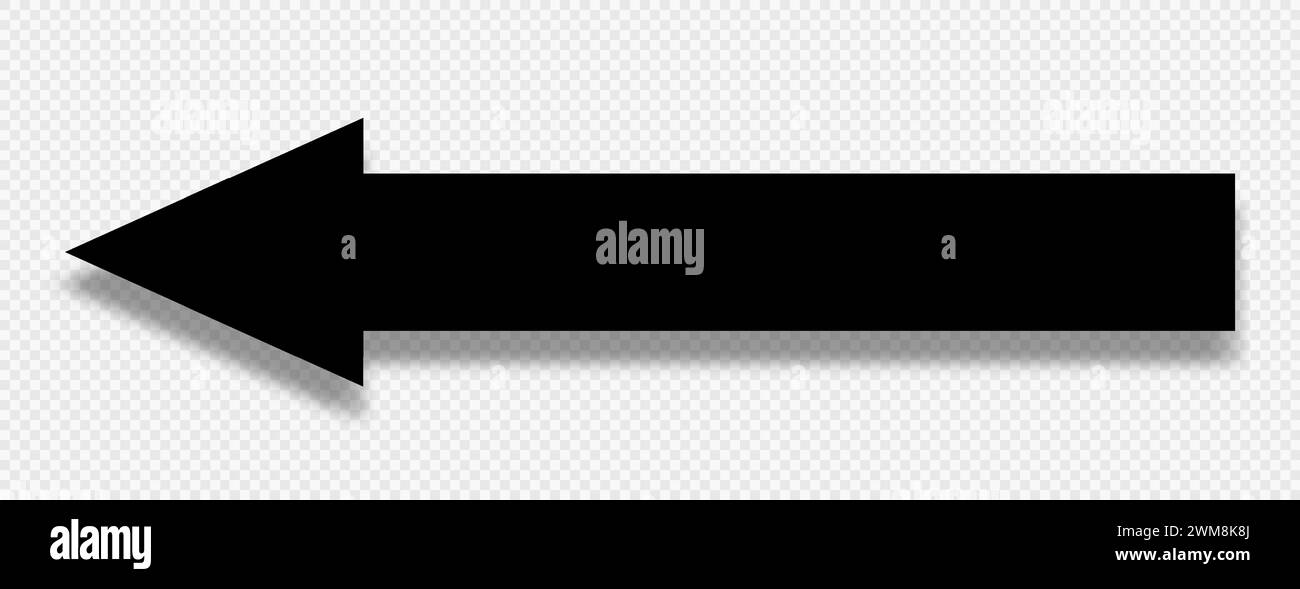 A large black icon with a solid long arrow pointing left on a ...