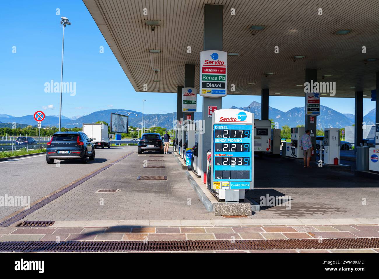Italy - September 23, 2023: Tamoil gas station with price list for ...