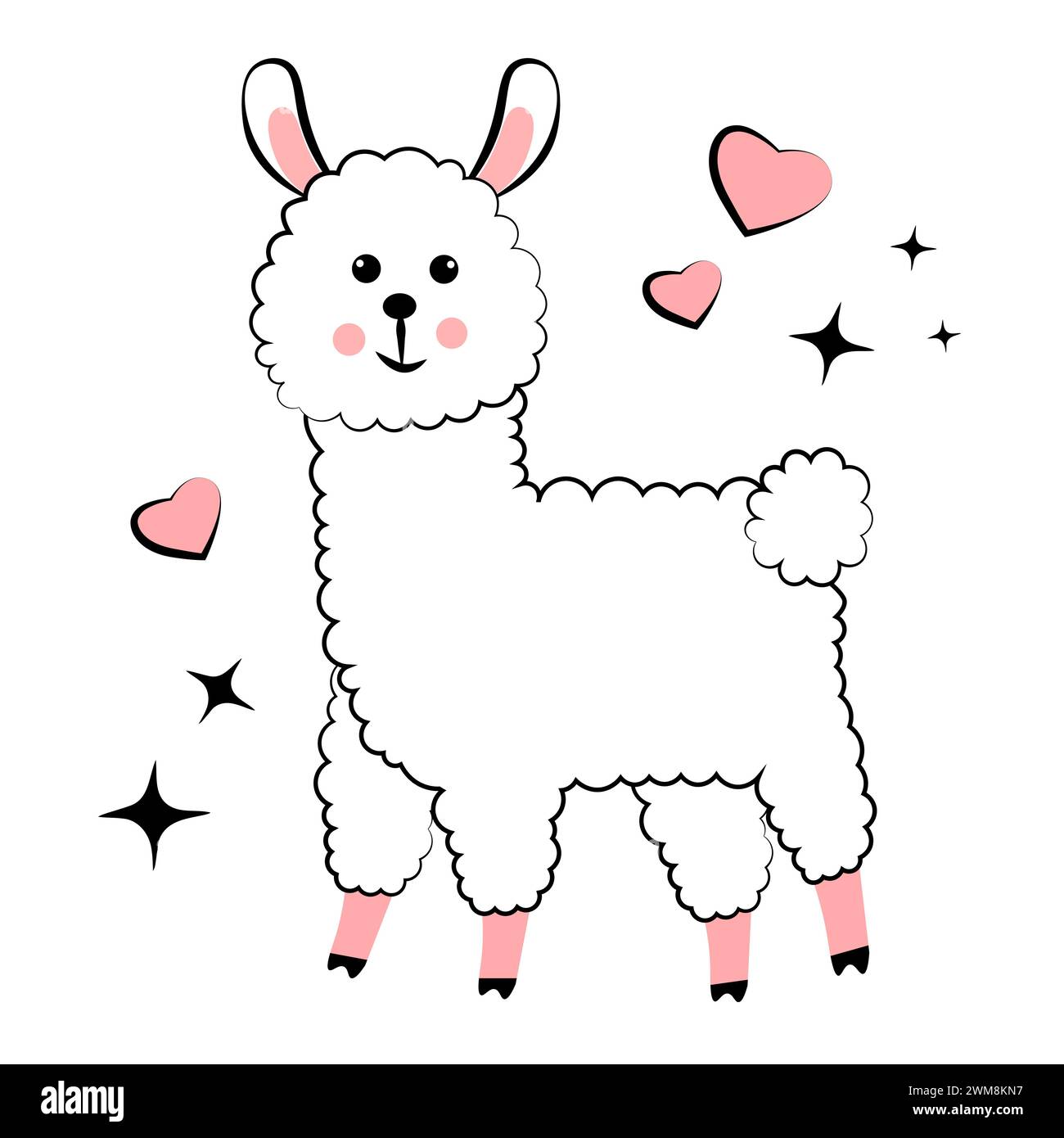 Alpaca on white background. Doodle Stock Vector Image & Art - Alamy