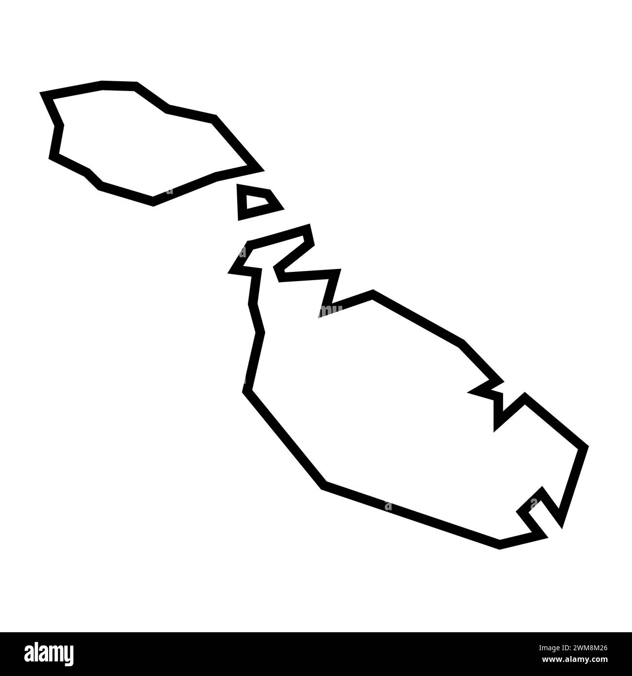 Malta country thick black outline silhouette. Simplified map. Vector ...