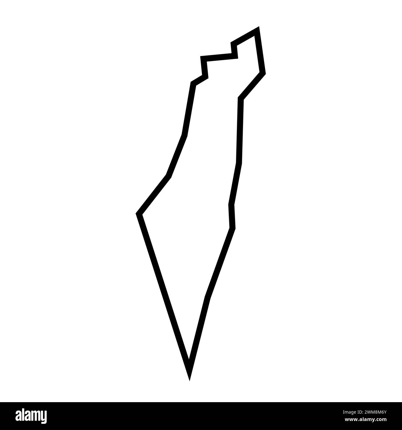 Israel country thick black outline silhouette. Simplified map. Vector ...