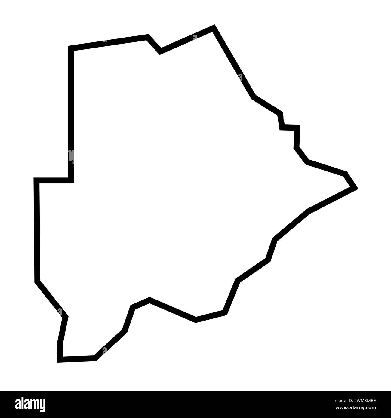 Botswana country thick black outline silhouette. Simplified map. Vector ...
