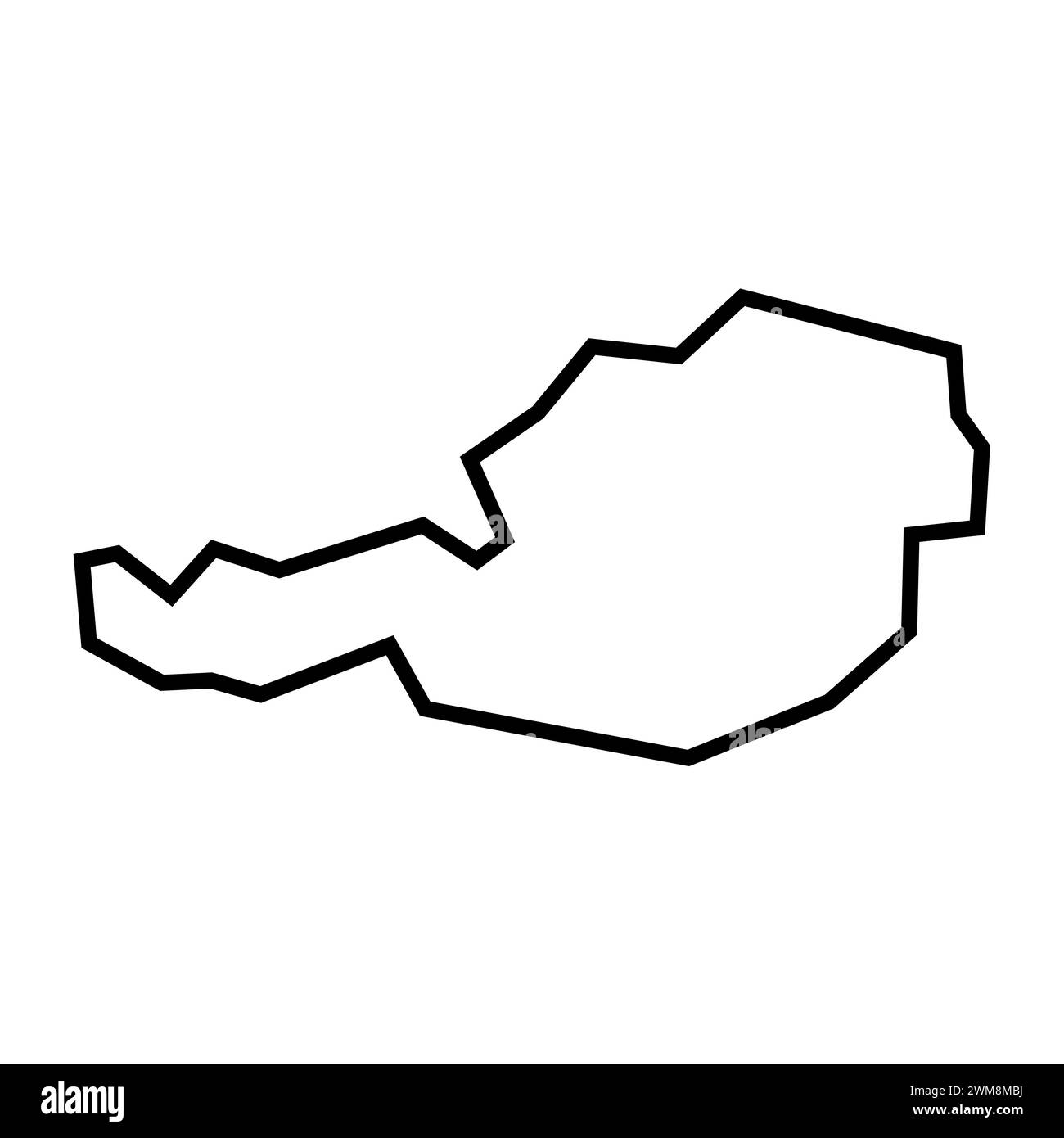 Austria country thick black outline silhouette. Simplified map. Vector ...