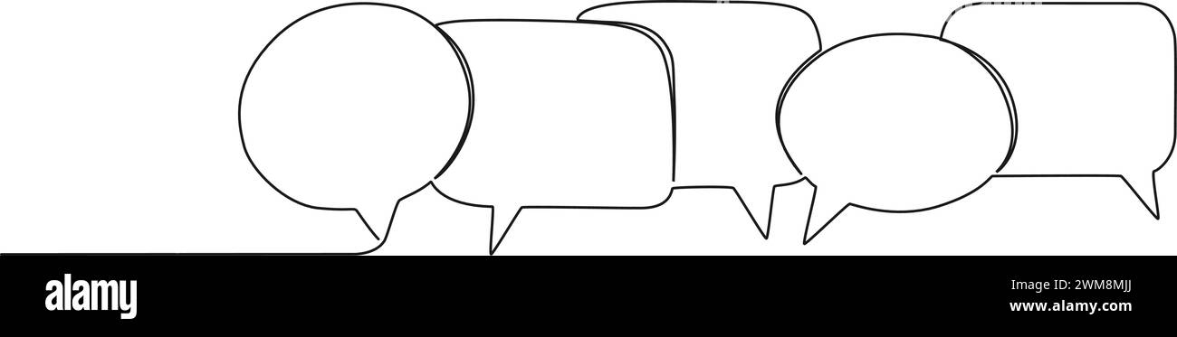 continuous single line drawing of speech bubbles, line art vector illustration Stock Vector ...