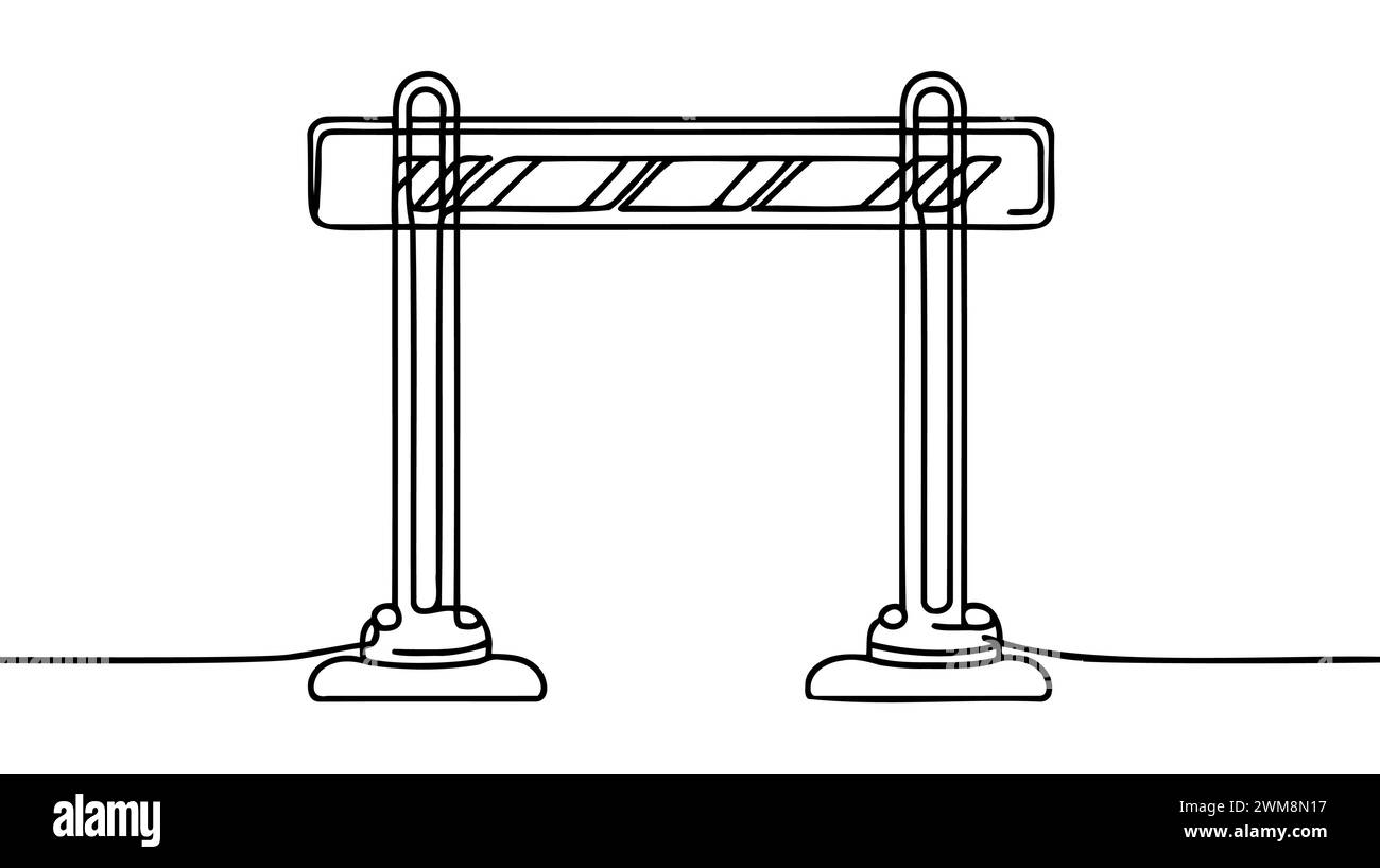 Continuous one line drawing barrier gates. Urban life. Single line draw ...