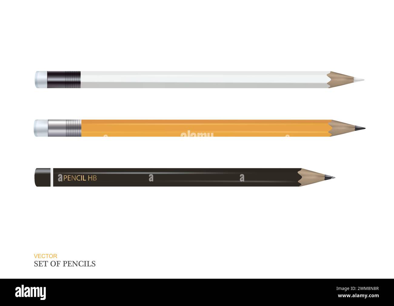 Set of pencils on white background.Items for sketching and drawing ...