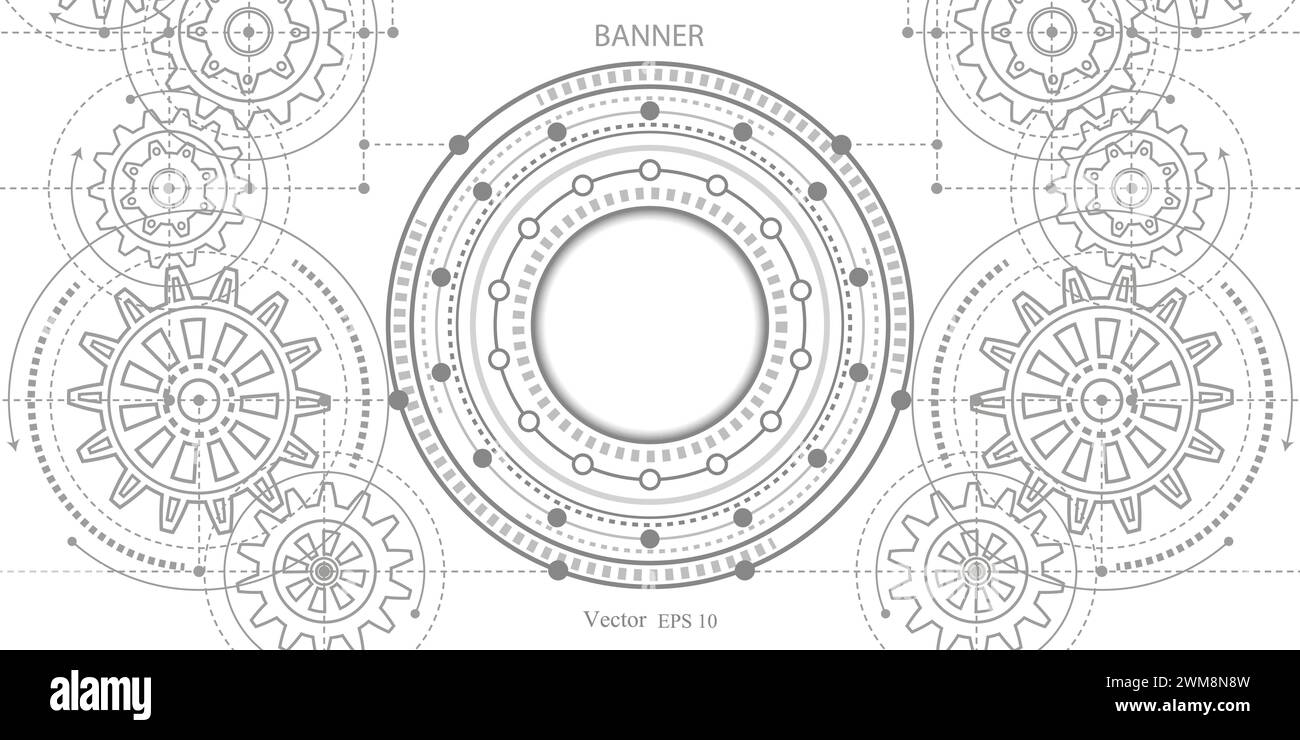 Engineering industrial background.Technical drawing .Technology banner ...