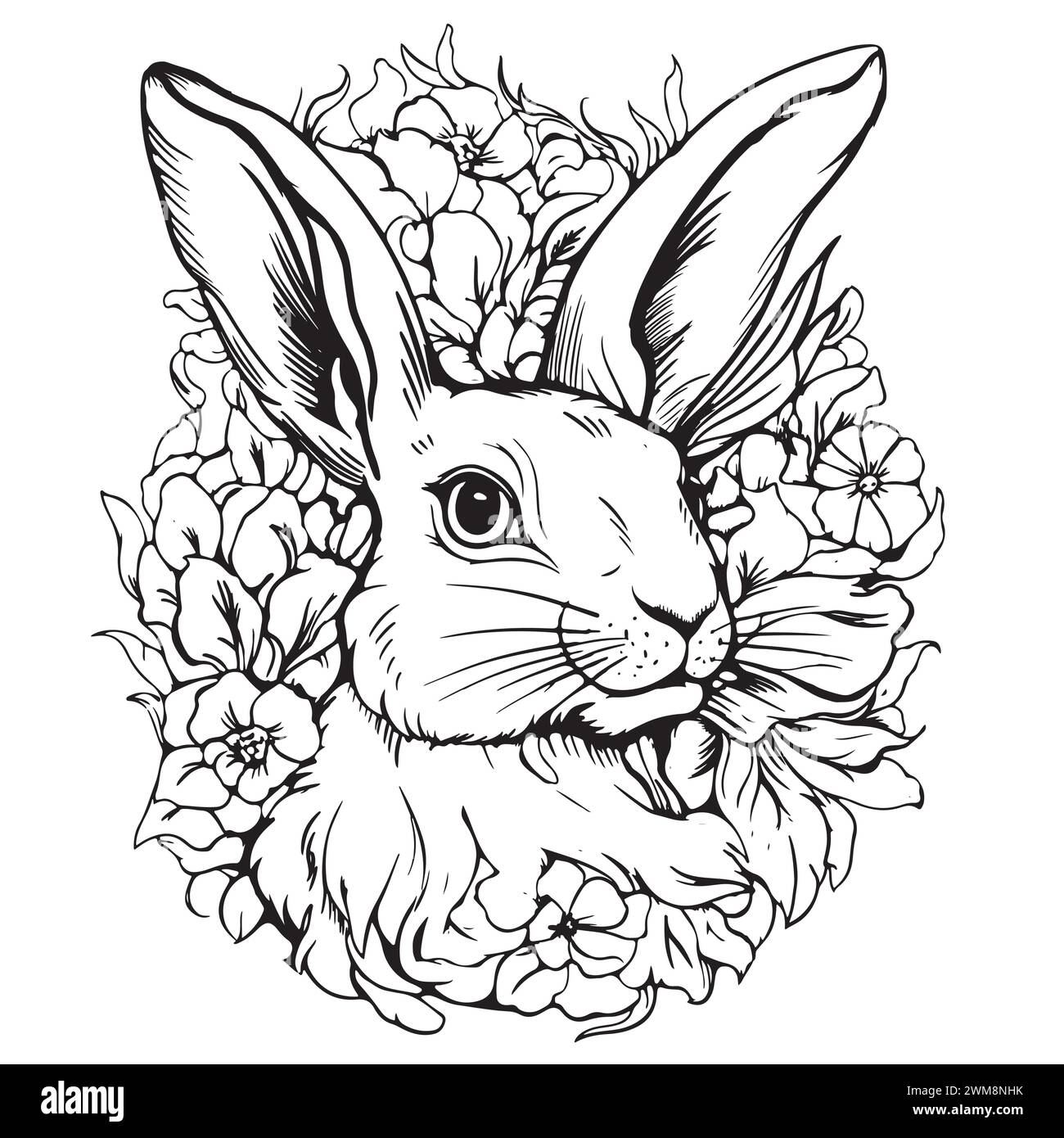 face rabbit portrait, vintage graphic illustration, design for posters ...