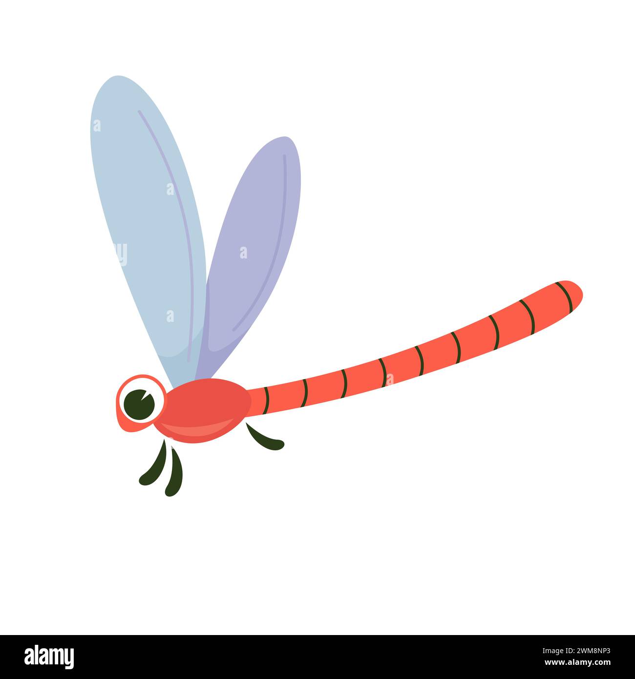 Cute red dragonfly. Simple doodle illustration isolated Stock Vector ...