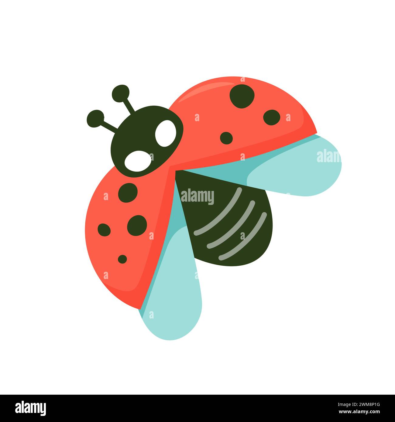 Cute red ladybug. Simple flat illustration isolated Stock Vector Image ...