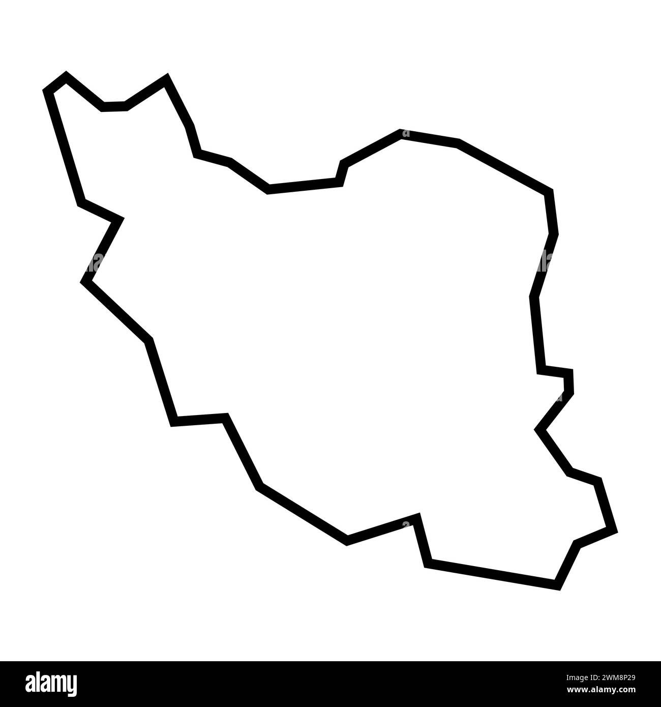 Iran country thick black outline silhouette. Simplified map. Vector ...