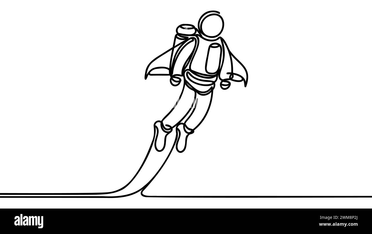 Continuous one line of jetpack machine on white background Stock Vector ...