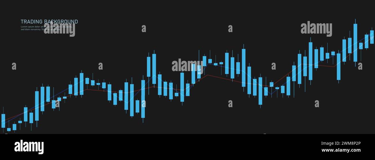 A chart of financial candlesticks on a black background. Charting tools ...