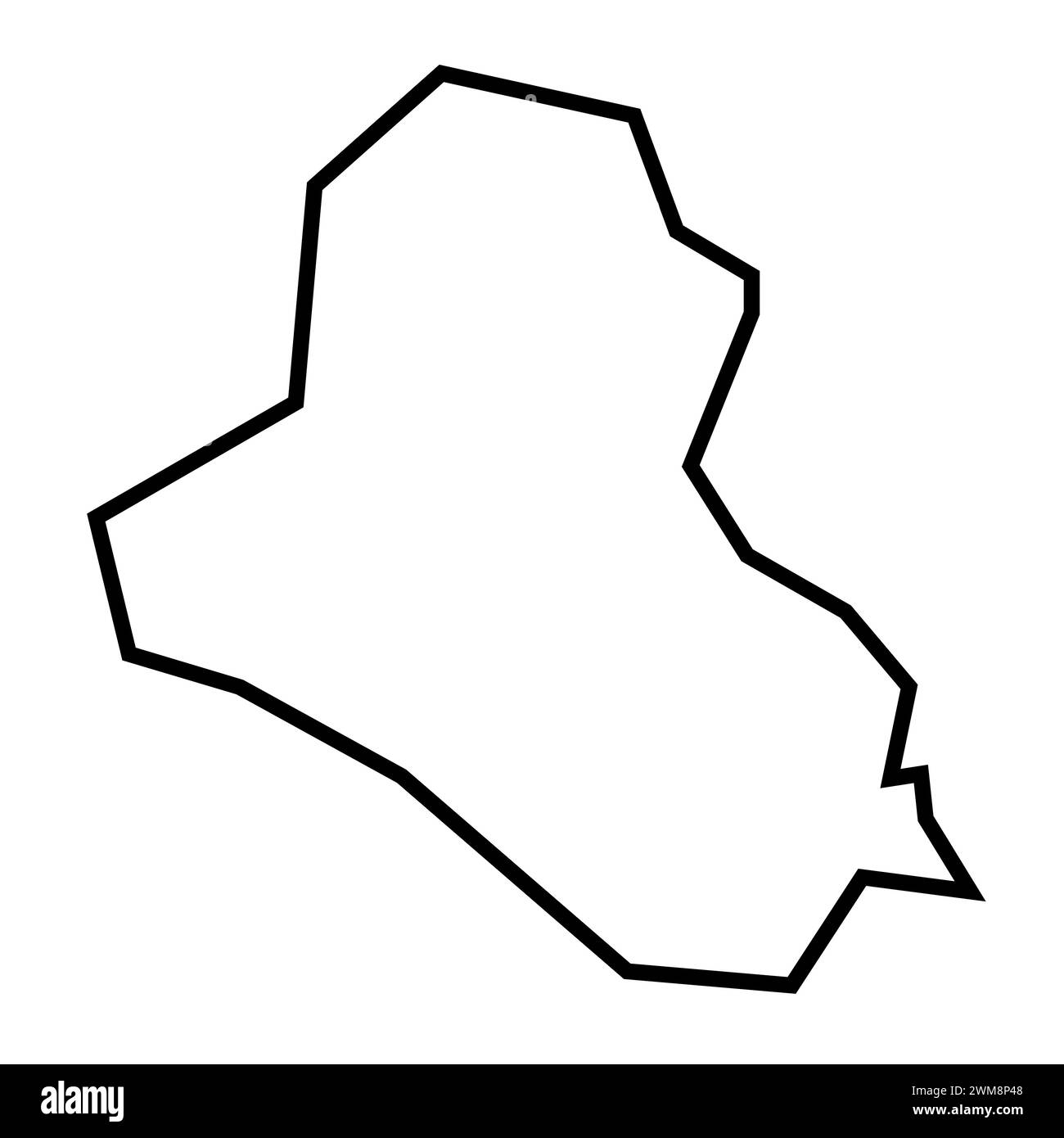 Iraq country thick black outline silhouette. Simplified map. Vector ...