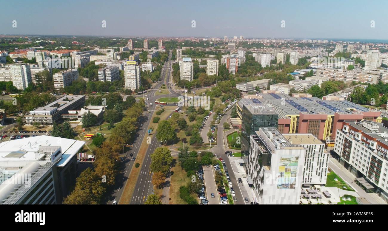 Belgrade panorama - buildings, streets, cars, roundabout Stock Photo ...