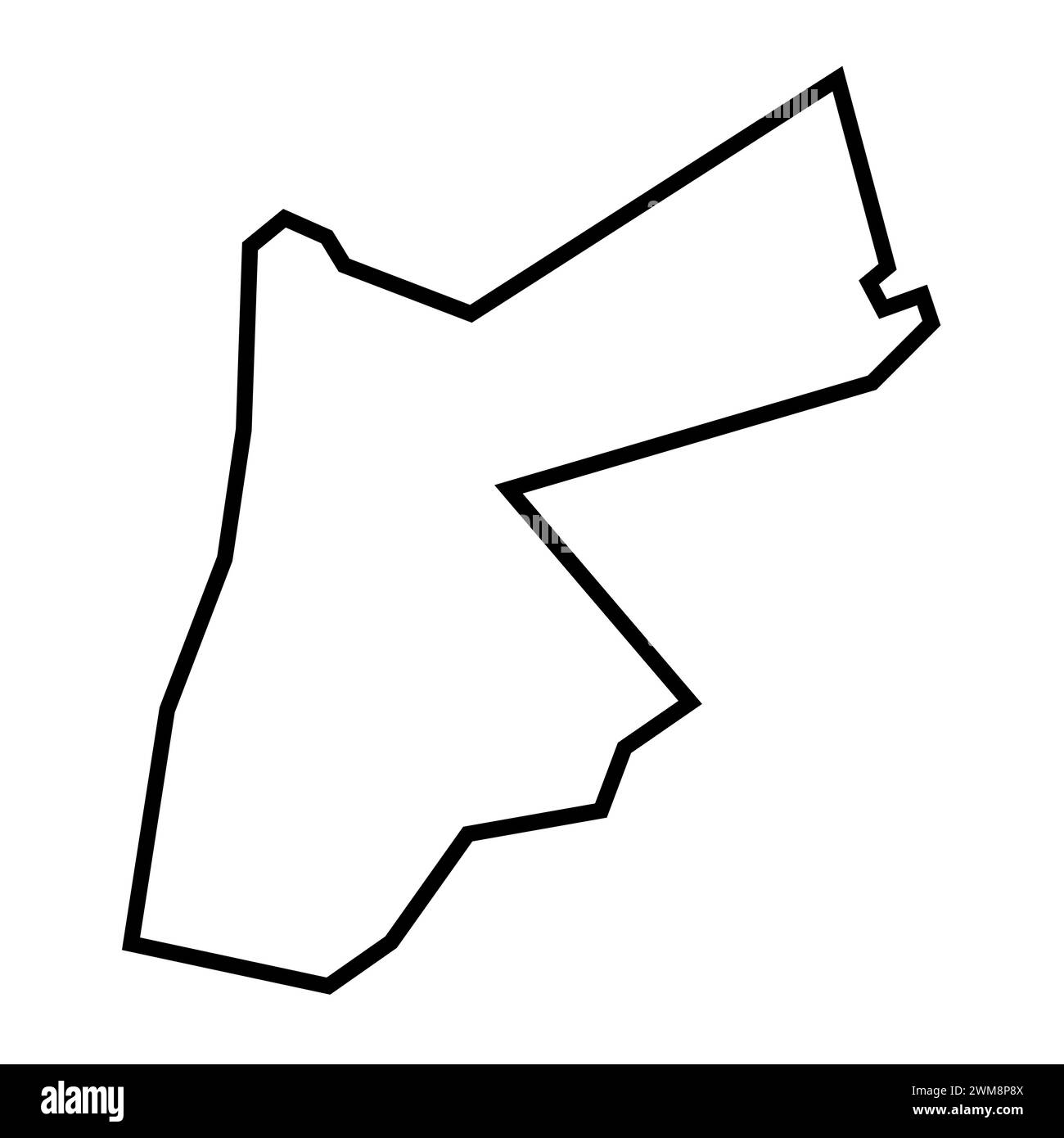 Jordan country thick black outline silhouette. Simplified map. Vector ...