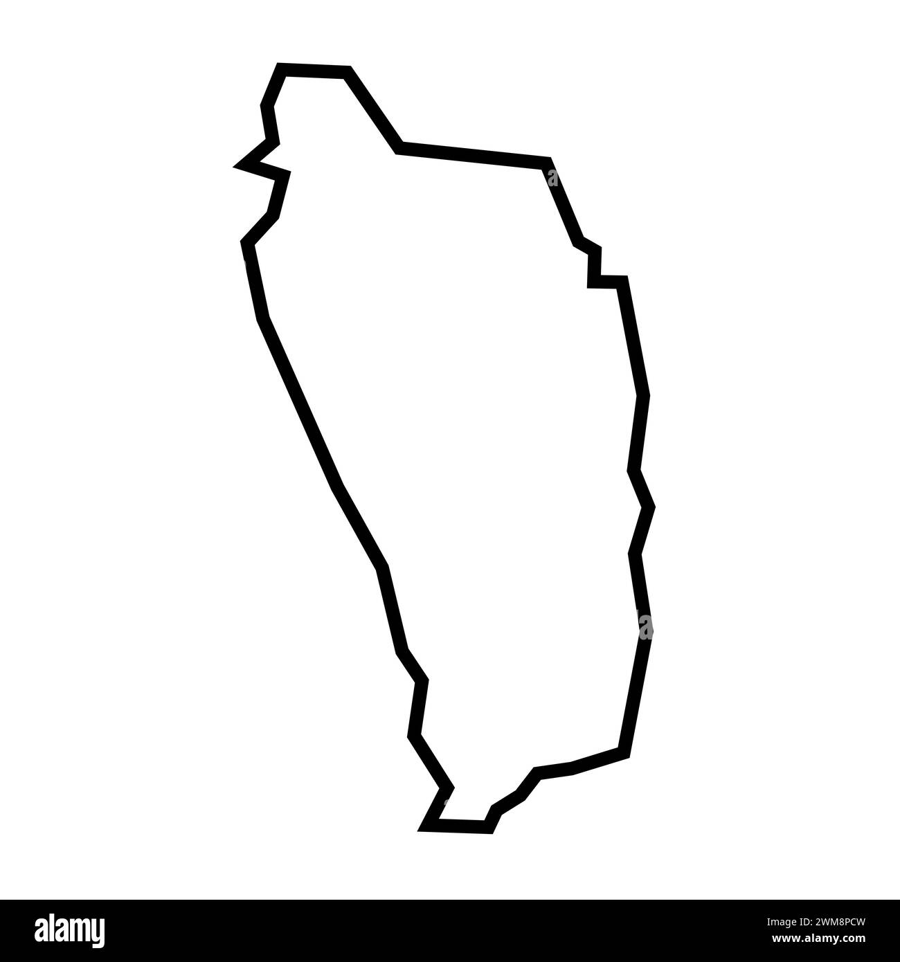 Dominica country thick black outline silhouette. Simplified map. Vector ...