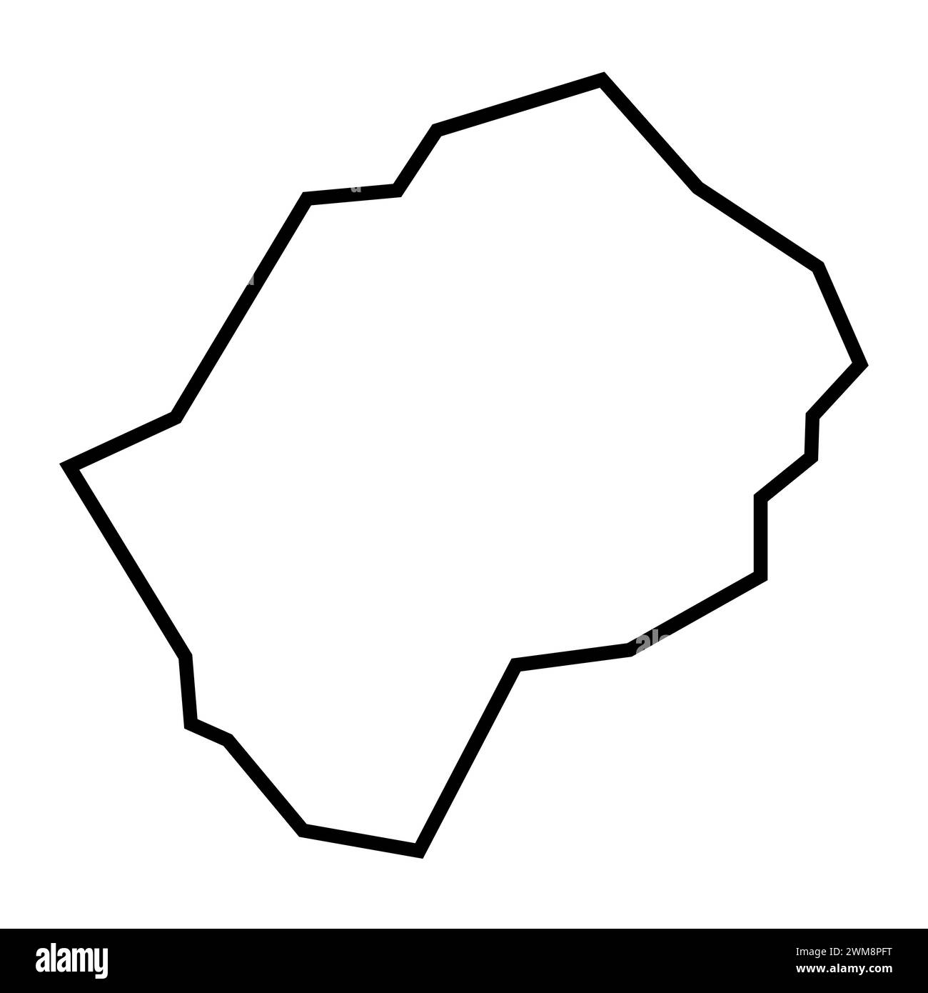 Lesotho country thick black outline silhouette. Simplified map. Vector ...