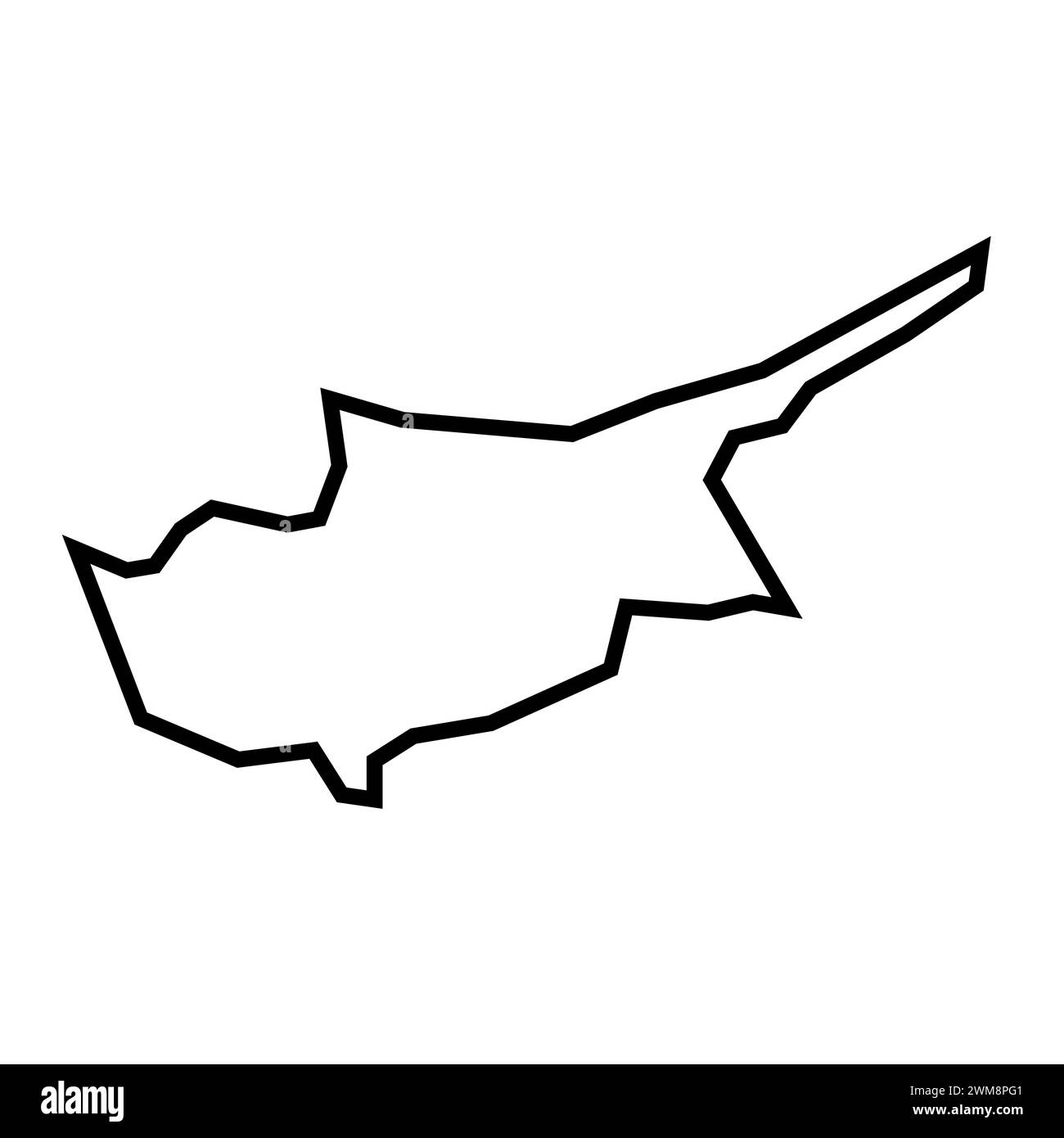 Cyprus country thick black outline silhouette. Simplified map. Vector ...