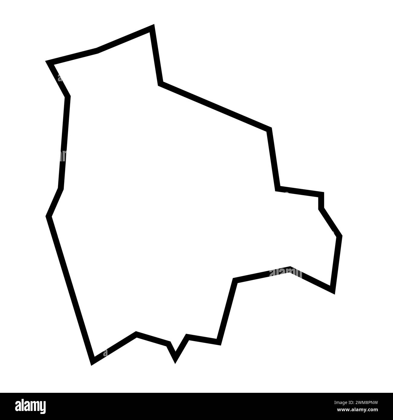 Bolivia country thick black outline silhouette. Simplified map. Vector ...