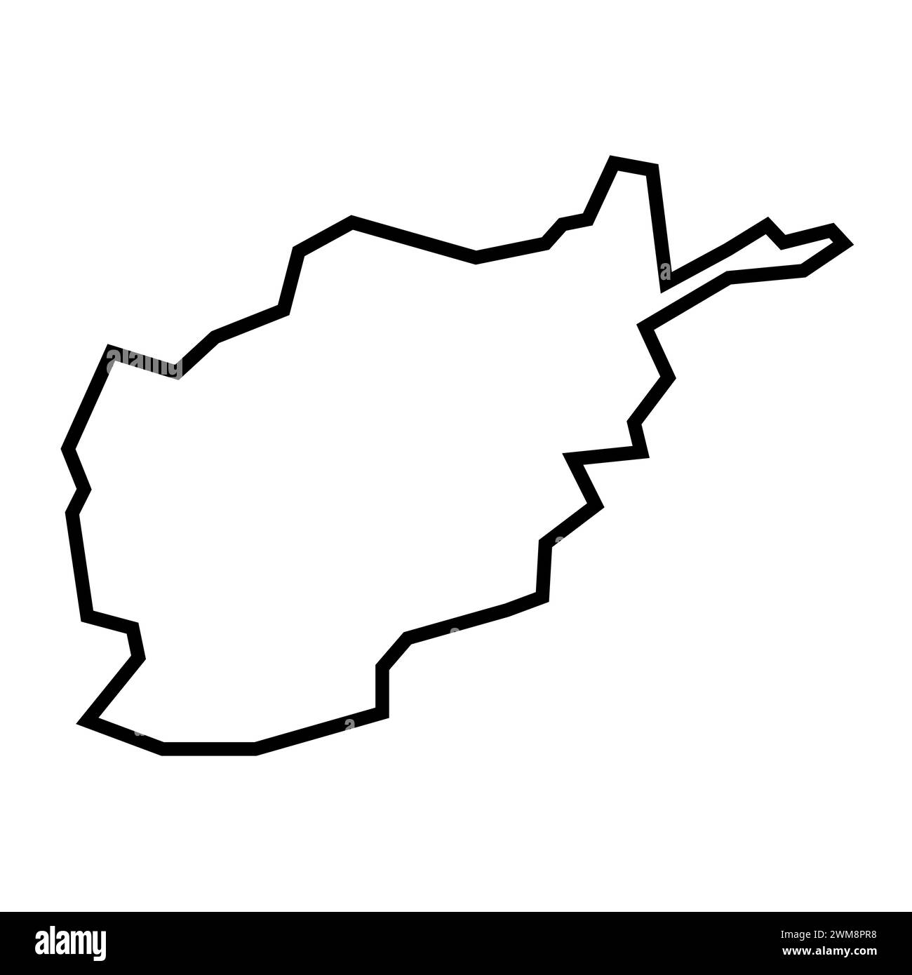 Afghanistan country thick black outline silhouette. Simplified map ...