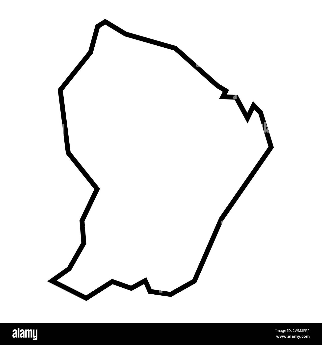 French Guiana thick black outline silhouette. Simplified map. Vector ...