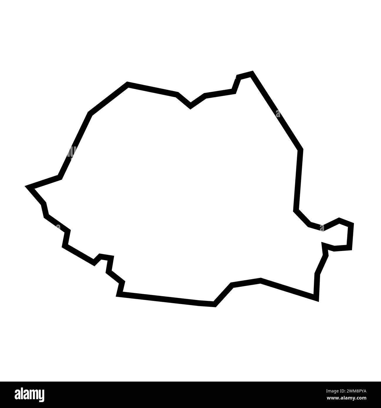 Romania country thick black outline silhouette. Simplified map. Vector ...