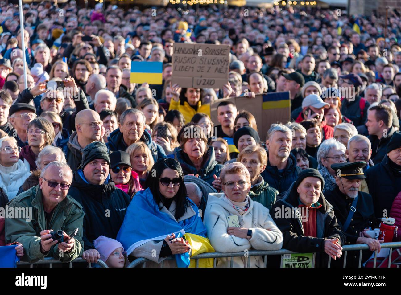 Prague, Czech Republic. 24th Feb, 2024. Protesters gather at the Old ...