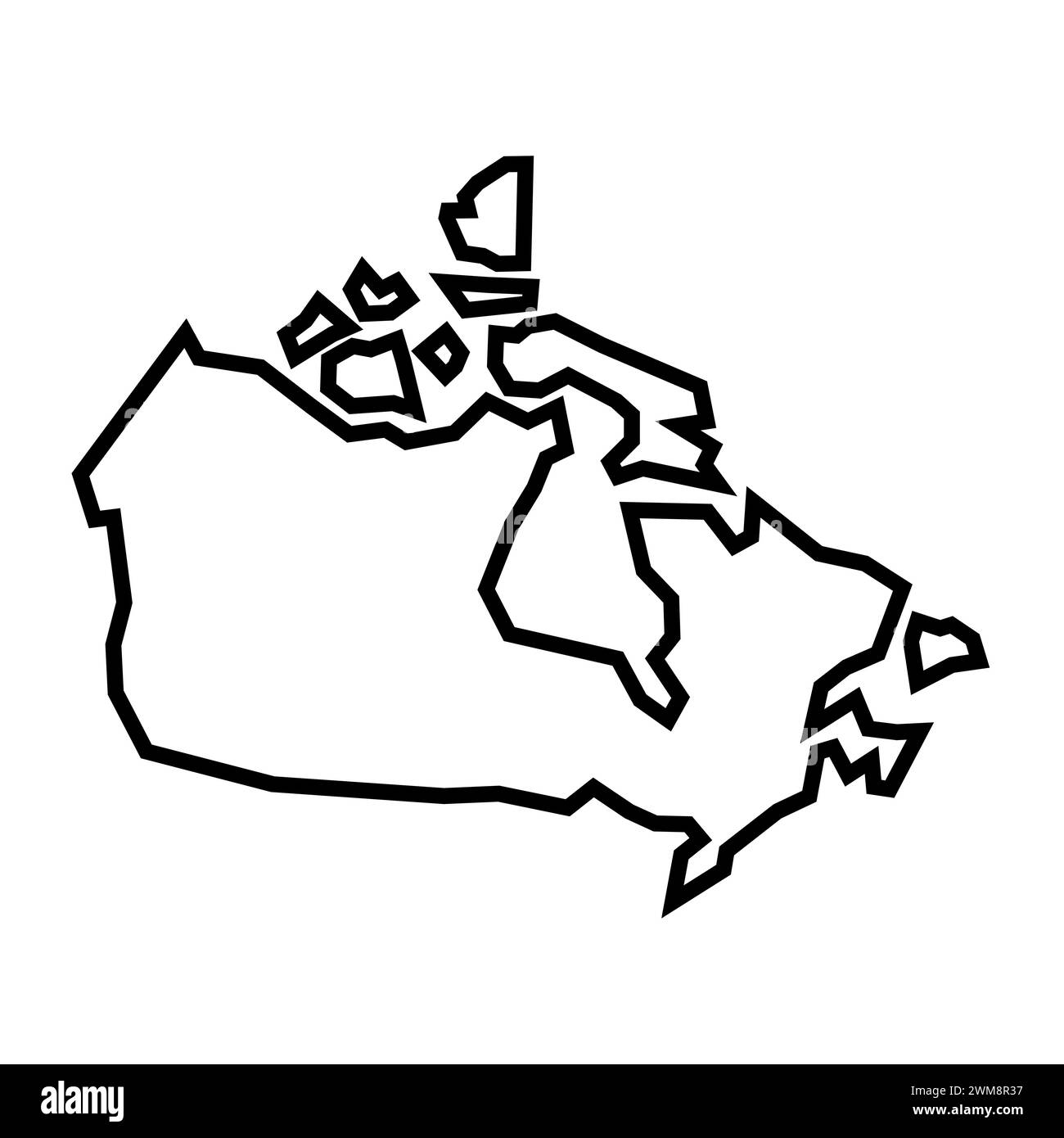 Canada country thick black outline silhouette. Simplified map. Vector ...