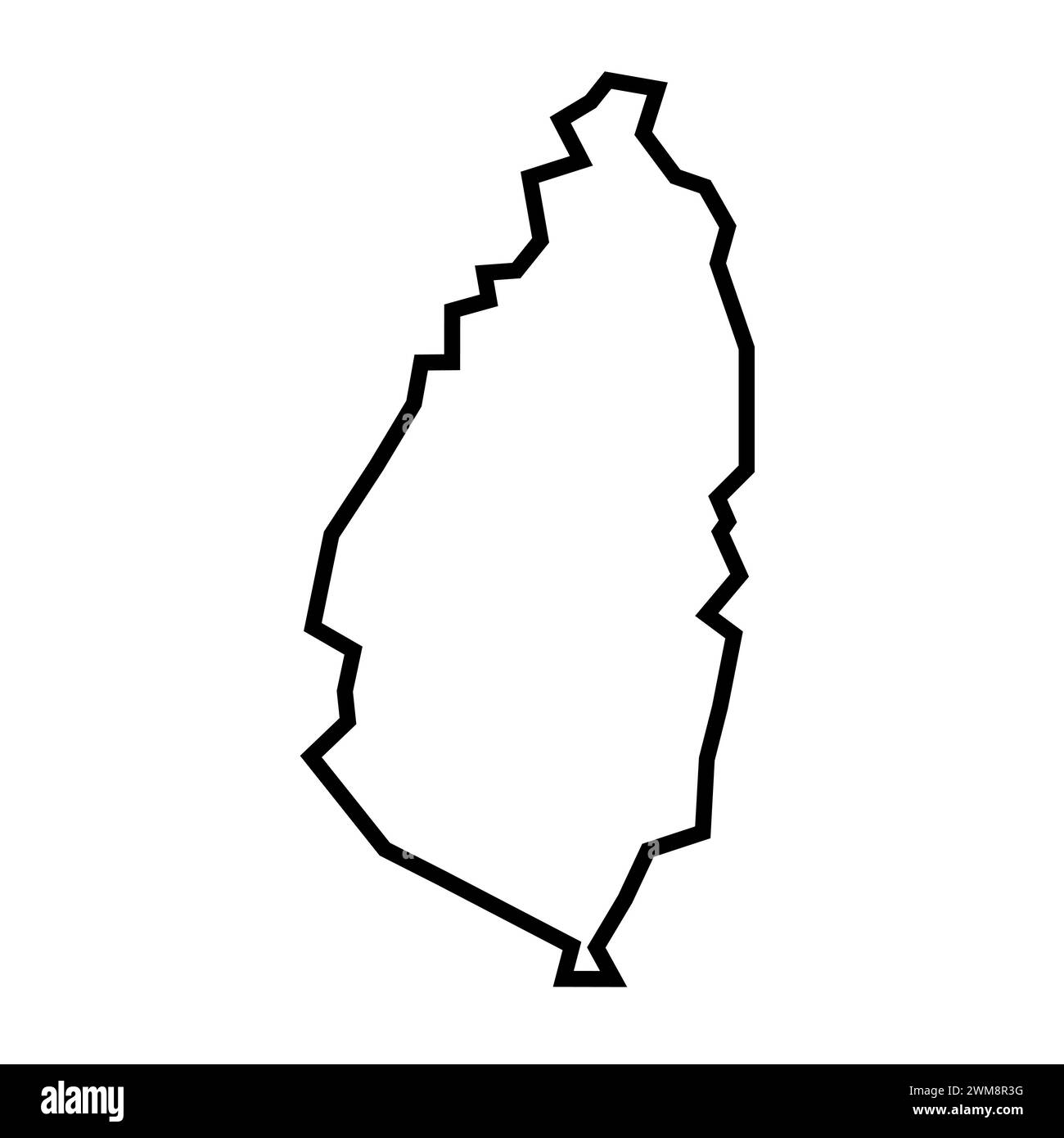 Saint Lucia country thick black outline silhouette. Simplified map ...
