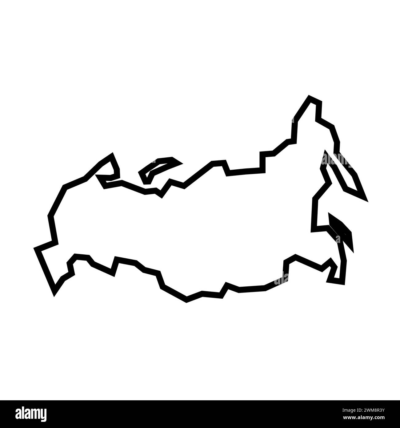 Russia country thick black outline silhouette. Simplified map. Vector ...